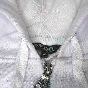 bebe | Tops | Bebe Sport Nailhead Logo Hooded Jacket White Bb2366e 99 ...